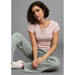 T-Shirt Kangaroos, Damen, Gr. 48/50, rosa (rose), Rippware, Obermaterial: 100% Baumwolle, bedruckt, kontrastfarbene Details, unifarben mit Farbeinsatz, sehr figurbetont h&uuml;ftbedeckend, Rundhals, Shirts T-Shirt, Kurzarm, sehr figurbetont, aus 100% Baumwolle, Topseller