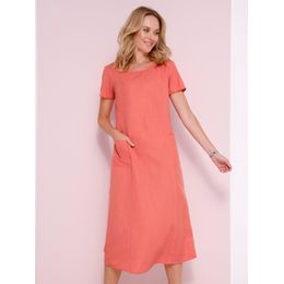 A-Linien-Kleid Classic Basics "Kleid", Damen, Gr. 52, Normalgr&ouml;&szlig;en, orange (koralle), Web, 100% Polyester, unifarben, Rundhals, Kleider A-Linien-Kleid
