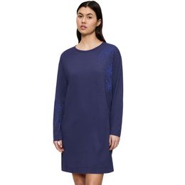 Nachthemd Triumph "Endless Comfort NDK 01 LSL", Damen, Gr. 40, N-Gr, blau (blau, schwarz combination), Single Jersey, Obermaterial: 50% Baumwolle, 50% Modal, Kleider Nachthemd, weich und gem&uuml;tlich