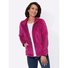 Fleecejacke Casual Looks, Damen, Gr. 44, pink (magenta), 100% Polyester, unifarben, Jacken Fleecejacke
