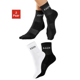 Tennissocken LSCN BY LASCANA, Damen, Gr. 39-42, schwarz-wei&szlig; (1x schwarz, 1x wei&szlig;), Baumwollmischung, unifarben, normal, Socken Tennissocken, mit Halbfu&szlig;frottee