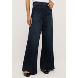 5-Pocket-Jeans Angels "LIVA", Damen, Gr. 42, L&auml;nge 30, rinse night blau used, Denim/Jeans, Obermaterial: 89% Baumwolle, 8% Polyester, 3% Elasthan, unifarben, normal lang, Jeans 5-Pocket-Jeans, mit weitem Bein