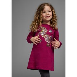 Langarmshirt Kidsworld "PFERD", M&auml;dchen, Gr. 116/122, rot (bordeaux), Jersey, Obermaterial: 100% Baumwolle, bedruckt, ausgestellt Po-bedeckend, Rundhals, abgesteppte Kante, Shirts Langarmshirt, Langarm, ausgestellter Schnitt, bedruckt, Rundhalsausschnitt, Topseller