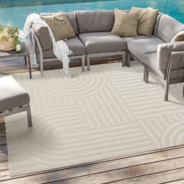Teppich Sanat "Berlin", beige (creme), B:200cm H:6mm L:290cm, Kunstfaser, Teppiche, Teppich, In -und Outdoor geeignet, Au&szlig;enbereich, Terrasse, Balkon, auch L&auml;ufer