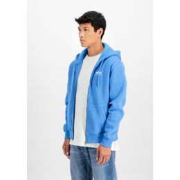 Hoodie Alpha Industries "Basic Zip Hoodie SL", Herren, Gr. M, blau (mediteranian blau), Obermaterial: 80% Baumwolle, 20% Polyester, regular fit, Sweatshirts Hoodie