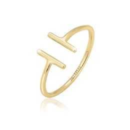 Silberring Elli Premium "Ring Geo Trend Look Statement Offen 375 Gelbgold" Gr. 54, gold, Fingerringe, Damen, 54, Gelbgold 375, Silberring