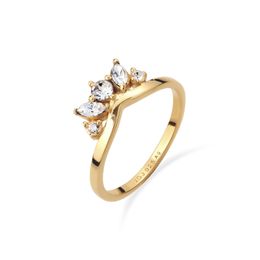 Silberring Elli "Ring Krone mit Kristallen von Swarovski 925 Sterling Silber" Gr. 58, gold, Fingerringe, Damen, 58, Silber 925 (Sterlingsilber), Silberring