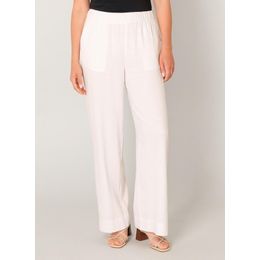 Leinenhose Base Level "Yul", Damen, Gr. 48, N-Gr, natural wei&szlig;, Web, Obermaterial: 55% Leinen, 45% Viskose, unifarben, l&auml;ssig geschnitten lang, Hosen Leinenhose, Sommerhose mit elastischem Bund