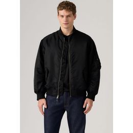Levi's Bomberjacke LEVI'S "MA-1 BOMBER", Herren, Gr. S, jet schwarz, Web, Obermaterial: 100% Polyamid, unifarben, bequem h&uuml;ftbedeckend, V-Ausschnitt, B&uuml;ndchen, Jacken Bomberjacke