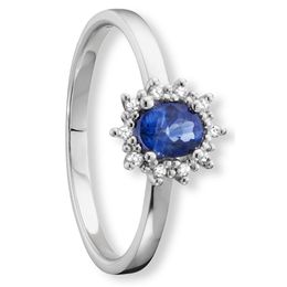 Diamantring ONE ELEMENT "0.05 ct Diamant Brillant Safir Ring aus 585 Wei&szlig;gold" Gr. 56, silber, Fingerringe, Damen, 56,mit Brillant, Wei&szlig;gold 585, Diamantring