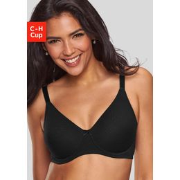 Minimizer-BH Nuance, Damen, Gr. 90, Cup F, schwarz, Trikot, Obermaterial: 50% Polyamid, 40% Baumwolle, 10% Elasthan, BHs Minimizer-BH, mit B&uuml;gel aus gemustertem Jacquard und weichem Trikot