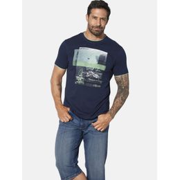 T-Shirt Jan Vanderstorm "T-Shirt HAKEJAN", Herren, Gr. XXL, blau (dunkelblau), Obermaterial: 100% Baumwolle CO., Shirts T-Shirt