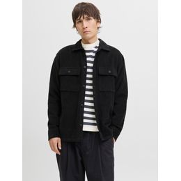 Jack & Jones Langarmhemd JACK & JONES "JJEPERFECT CORDUROY OVERSHIRT LS SN", Herren, Gr. S, N-Gr, schwarz, Web, Obermaterial: 100% Baumwolle, unifarben, relaxed fit, Hemden Langarmhemd