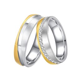 Trauring DOOSTI "Schmuck Geschenk Edelstahl Trauring Ehering Partnerring LIEBE" Gr. 52, gold (edelstahlfarben, gelbgoldfarben), Fingerringe, Damen, 52, ohne Zirkonia, Edelstahl, 6mm, Trauring, wahlweise mit oder ohne Zirkonia