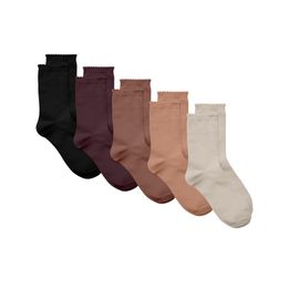 V&eacute;ro Moda Freizeitsocken VERO MODA "VMKIRA SOCKS 5-PACK NOOS", Damen, caf&eacute; au lait pack:cafe au l, oatmeal, nutmeg, winetasting, schwarz, Baumwollmischung, uni, Socken Freizeitsocken, Baumwollmischung, Topseller