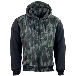 Motorradjacke Roleff "Hoodie" Gr. XL, schwarz (schwarz, camouflage ro3340), Jacken, Damen, XL, Obermaterial: 100% Baumwolle. Einsatz: 100% Aramid. Innenfutter: 100% Polyester, Motorradjacke, mit Aramid und Protektoren
