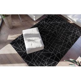 Teppich me gusta "Bijou 125", silber (schwarz, silberfarben), B:160cm H:20mm L:230cm, Polyester, Teppiche, Teppich, Glanz Effekt, weicher Flor, Wohnzimmer, Schlafzimmer