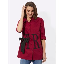 Longbluse Inspirationen, Damen, Gr. 38, rot (kirsche, schwarz), 50% Baumwolle, 50% Polyester, gemustert, mehrfarbig, unifarben, Blusen Longbluse