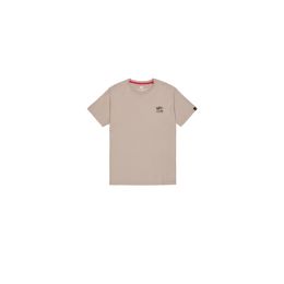 T-Shirt Alpha Industries "Camo Logo Puff Print Backprint T-Shirt", Herren, Gr. L, beige (vintage sand), Obermaterial: 100% Baumwolle, Shirts T-Shirt