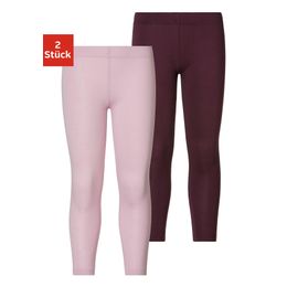 H.I.S. Leggings H.I.S, M&auml;dchen, Gr. 104/110, N-Gr, lila (rosa, pflaume), Single Jersey, Obermaterial: 95% Baumwolle, 5% Elasthan, unifarben, Basic, bequem lang, Hosen Leggings, Basic im Doppelpack