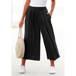 Culotte Lascana, Damen, Gr. 34, N-Gr, schwarz, Jersey, Obermaterial: 95% Viskose, 5% Elasthan, unifarben, figurumspielend 7/8-L&auml;nge, Hosen Culotte, mit extra-weitem Bein und Taschen, bequeme Jerseyhose, Topseller