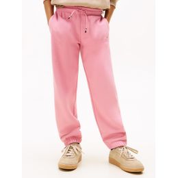 Jogginghose Tommy Hilfiger "MINI CORP SWEATPANTS", Jungen, Gr. 16 (176), N-Gr, pink (mystic pink), Sweatware, Obermaterial: 80% Baumwolle, 20% Polyester, unifarben, regular fit lang, Hosen Jogginghose, Kinder bis 16 Jahre