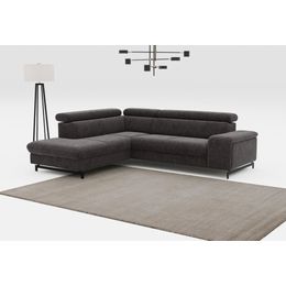 Ecksofa COTTA "Emma L-Form, B: 262 cm", braun (mud), B:262cm H:97cm T:215cm, Sofas, Ecksofa, mit Kopfteilverstellung, optional Bettfunktion & Bettkasten