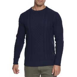 Rundhalspullover INDICODE "Belinski", Herren, Gr. L, blau (navy), Strick, Obermaterial: 100% Baumwolle, unifarben, normal, Rundhals, Pullover Rundhalspullover