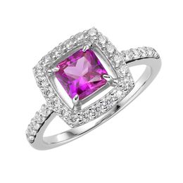 Silberring "Ring in blau, fuchsia oder lila, Zirkonia wei&szlig;, Silber 925" Gr. 58, pink, Giorgio Martello MILANO, Fingerringe, Damen, 58, Silber 925 (Sterlingsilber), Silberring