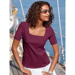 Kurzarmshirt Casual Looks "Shirt", Damen, Gr. 38, rot (bordeaux), 100% Baumwolle, unifarben, eckiger Ausschnitt, Shirts Kurzarmshirt