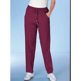 Relaxhose, Damen, Gr. 42, Normalgr&ouml;&szlig;en, rot (bordeaux), 95% Baumwolle, 5% Elasthan, unifarben, lang, Hosen Relaxhose