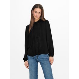 Jacqueline de Yong R&uuml;schenbluse JDY "JDYELLIS L/S LACE SHIRT WVN NOOS", Damen, Gr. 38, schwarz, Web, Obermaterial: 100% Polyester, unifarben, regular fit h&uuml;ftlang, Blusen R&uuml;schenbluse