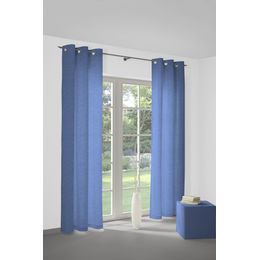 Vorhang WIRTH "Toco-Uni" Gr. 4, blau, B:132cm H:245cm, Chenille, Polyacryl, Gardinen, Vorhang