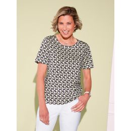 Kurzarmshirt Classic Basics "Kurzarm-Shirt", Damen, Gr. 38, bunt (pistazie, marine, bedruckt), 100% Baumwolle, bedruckt, gemustert, mehrfarbig, Rundhals, Shirts Kurzarmshirt