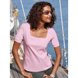 Kurzarmshirt Casual Looks "Shirt", Damen, Gr. 38, rosa (ros&eacute;), 100% Baumwolle, unifarben, eckiger Ausschnitt, Shirts Kurzarmshirt