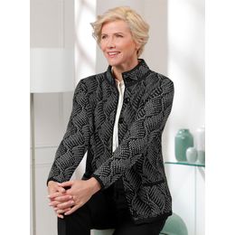 Strickjacke CLASSIC, Damen, Gr. 48, beige (schwarz, ecru, gemustert), 70% Polyacryl, 30% Schurwolle, gemustert, mehrfarbig, Strickjacken Strickjacke