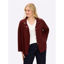 Cardigan sheego, Damen, Gr. 52/54, kirsche, meliert, 50% Viskose, 28% Polyester, 22% Polyamid, meliert, Strickjacken Cardigan