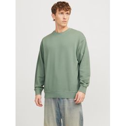 Jack & Jones Sweatshirt JACK & JONES "JJECHARGE FADED SWEAT CREW NECK NOOS", Herren, Gr. S, gr&uuml;n (iceberg gr&uuml;n), angeraute Sweatware, Obermaterial: 100% Baumwolle, unifarben, loose fit taillenbedeckt, Rundhals, Rippb&uuml;ndchen, Sweatshirts Sweatshirt, mit Rippb&uuml;ndchen