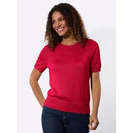 Kurzarmpullover Casual Looks "Kurzarm-Pullover", Damen, Gr. 44, rot, 100% Baumwolle, unifarben, Pullover Kurzarmpullover