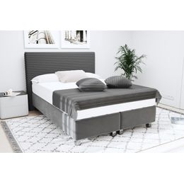 Boxspringbett "Sven", grau (anthrazit), L:210cm, 80% Baumwolle/20% Polyester;Polsterwatte: 100% Polyester, Westfalia Schlafkomfort, Komplettbetten, Boxspringbett, inkl. Zierkissen, wahlweise mit und ohne Kaltschaum-Topper