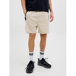Jack & Jones Relaxshorts JACK & JONES "JPSTGORDON FUSION SWEAT SHORTS SRT SN", Herren, Gr. XS, N-Gr, moonbeam detail:melange, Web, Obermaterial: 58% Polyester, 42% Baumwolle, meliert, regular fit knielang, Hosen Relaxshorts