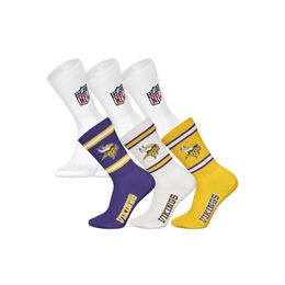 Kurzsocken NFL "Socken NFL 6Pack Crew Socks 6er Pack", Damen, Gr. 39-42, bunt (minnesota vikings 2, wei&szlig;), Obermaterial: 58% Baumwolle CO. 39% Polyester PES. 3% Elasthan EL., Socken Kurzsocken