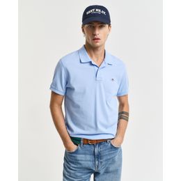 Poloshirt Gant "SLIM SHIELD SS PIQUE POLO", Herren, Gr. 3XL, blau (capri blau), Jersey, Obermaterial: 100% Baumwolle, unifarben, slim fit h&uuml;ftlang, hoch geschlossener Ausschnitt, Rippb&uuml;ndchen, Shirts Poloshirt, mit Logostickerei auf der Brust