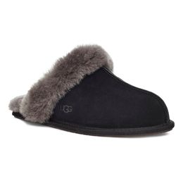 UGG Australia Hausschuh UGG "Scuffette II", Damen, Gr. 5 (36), schwarz (schwarz grau), Lammfell, Veloursleder, Schuhe Hausschuh, Homeslippers, Hausschuh mit kuscheligem Fellimitat-Kragen