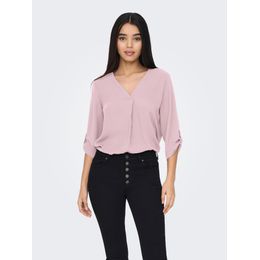 Jacqueline de Yong Shirtbluse JDY "JDYDIVYA LIFE 3/4 TOP WVN NOOS", Damen, Gr. 44, rosa (bleached mauve), Web, Obermaterial: 100% Polyester, unifarben, loose fit taillenbedeckt, V-Ausschnitt, Blusen Shirtbluse