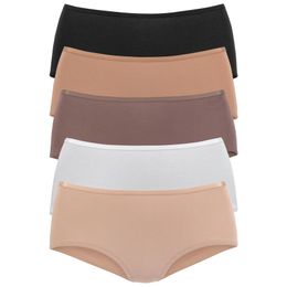 Taillenslip Vivance, Damen, Gr. 48/50, bunt (beige, creme, taupe, schwarz, caramel), Single Jersey, Obermaterial: 95% Baumwolle, 5% Elasthan, unifarben, bequem, Unterhosen Taillenslip, aus elastischer Baumwoll-Qualit&auml;t