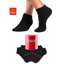 Sneakersocken Bench., Damen, Gr. 35-38, schwarz (7x schwarz), Baumwollmischung, unifarben, elastisch, Socken Sneakersocken, verpackt in der Dose, Topseller