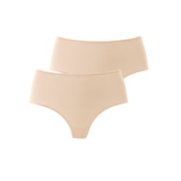 High-Waist-String Lascana, Damen, Gr. 44/46, beige, Microfaser, Obermaterial: 77% Polyamid, 23% Elasthan, unifarben, k&ouml;rpernah, Unterhosen High-Waist-String, aus weicher und hoch elastischer Microfaser