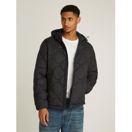 Steppjacke Tommy Hilfiger "ONION QUILTED HOODED JACKET", Herren, Gr. L, schwarz, Web, Obermaterial: 100% Polyamid. Futter: 100% Polyester. Wattierung: 100% Polyester, Jacken Steppjacke, Mit Zwiebelsteppung