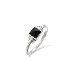Silberring Elli Premium "Ring Onyx Quadrat Vintage 925 Silber vergoldet" Gr. 58, silber, Fingerringe, Damen, 58, Silber 925 (Sterlingsilber), Silberring